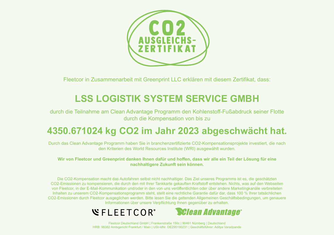 Nachhaltigkeit | LSS - Logistik System Service